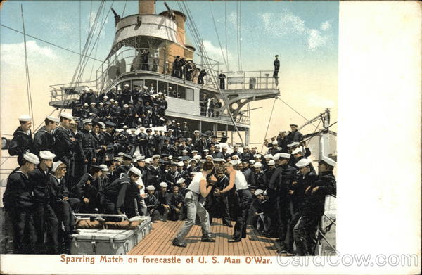 Sparring Match on forecastle of US Man O'War Navy