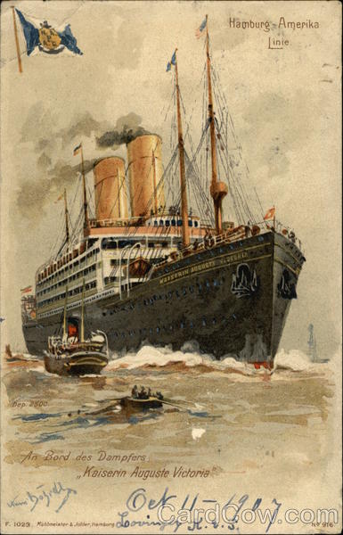 An Bord des Dampfers "Kaiserin Auguste Victoria" Boats, Ships