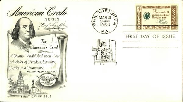 American Credo Series, The American's Creed, First Day of Issue