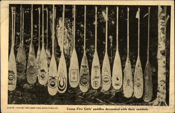 Camp Fire Girls' Paddles Decorated with Their Symbols Girl Scouts