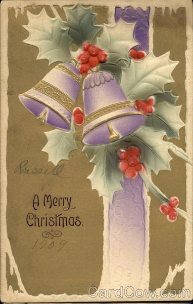 A Merry Christmas - With Embossed Bells and Holly