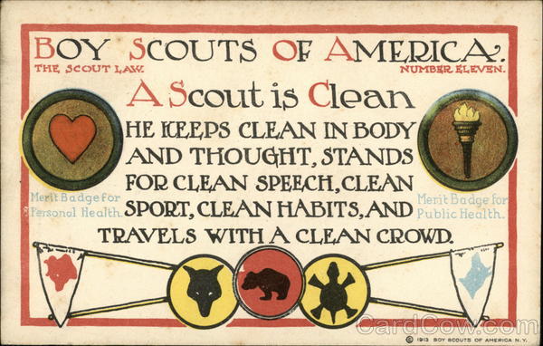 Boy Scouts of America, The Scout Law, Number Eleven, A Scout is Clean