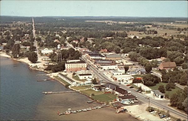 Aerial of Lake City, Michigan, on Lake Missaukee