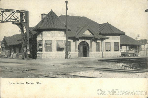 Union Station and RR Tracks Marion, OH