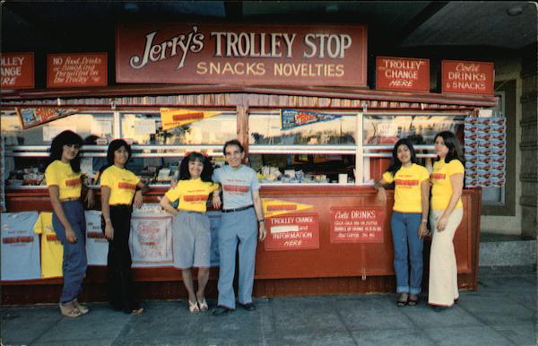 Jerry's Trolley Stop San Diego, CA Postcard