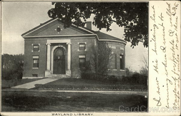 Wayland Library Massachusetts Postcard