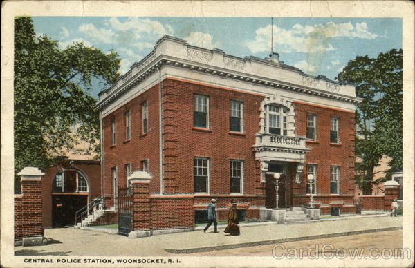 Central Police Station Woonsocket, RI Postcard