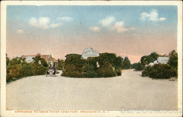 Entrance to Swan Point Cemetery Providence, RI Postcard