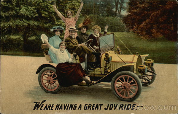 We Are Having A Great Joy Ride. -- Group of Happy People in Car Cars ...