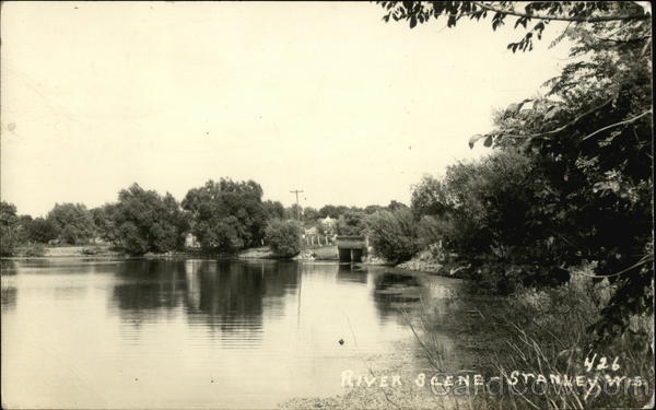 River Scene - 426 Stanley, WI Postcard