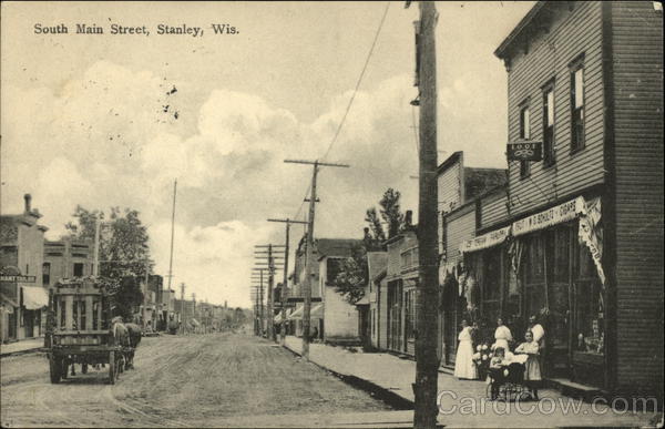 South Main Street Stanley, WI Postcard