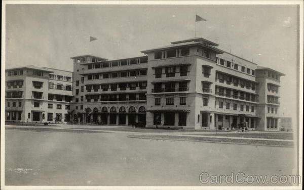 Building with Triangular Flags Waving Philippines Southeast Asia Postcard