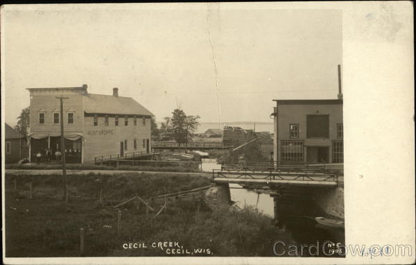Cecil Creek and Buildings Wisconsin Postcard