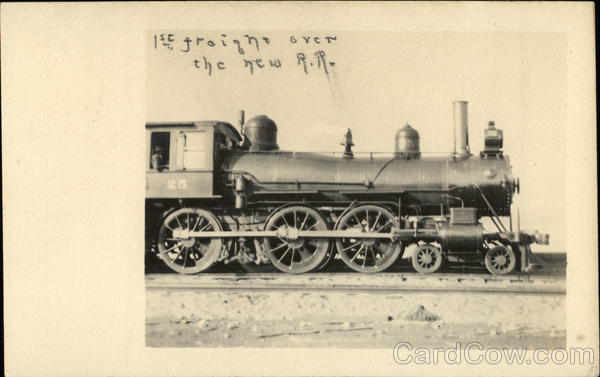 First Train over the New Railroad Locomotives Postcard