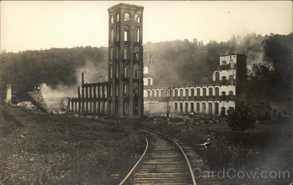 Smoldering Building after a Fire Disasters Postcard