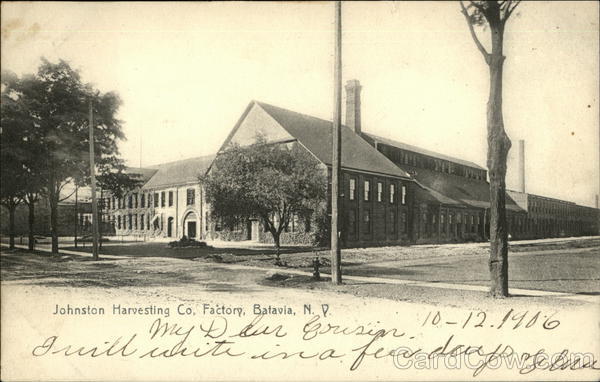 Johnston Harvesting Co. Factory Batavia, NY Postcard