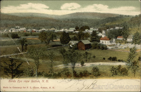 Bird's Eye View of Town Sutton, NH Postcard