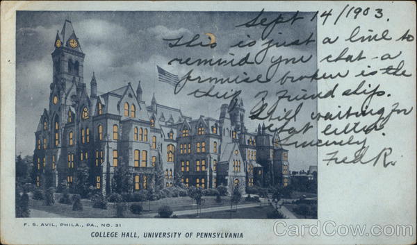 University of Pennsylvania - College Hall Philadelphia, PA Postcard