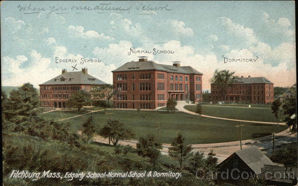 Edgarly School - Normal School & Dormitory Fitchburg, MA Postcard