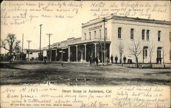 Street Scene Anderson, CA Postcard