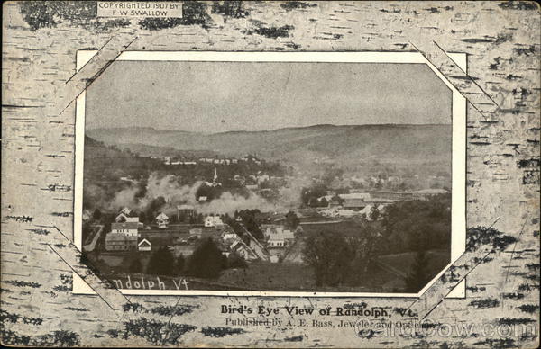 Bird's Eye View of Town Randolph, VT Postcard