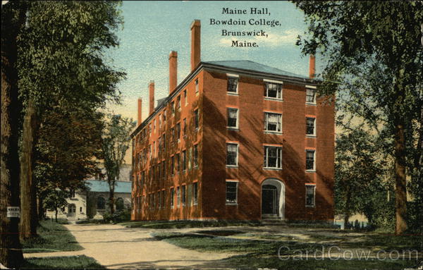 Main Hall at Bowdoin College Brunswick, ME Postcard