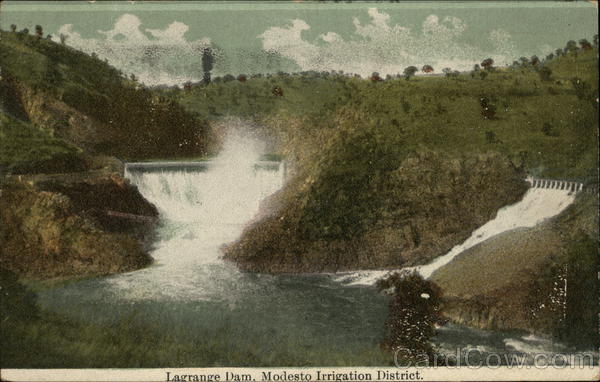 Lagrange Dam, Modesto Irrigation District California Postcard