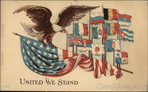 United We Stand Patriotic Postcard