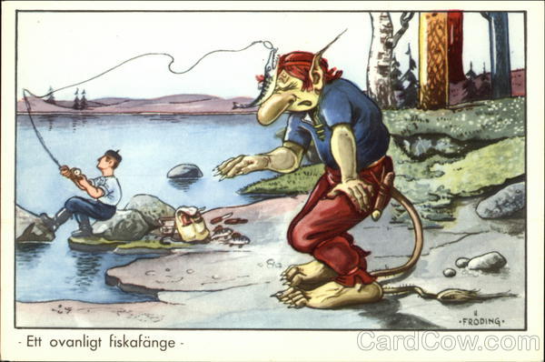 Troll Getting Smacked by a Fish from an uUnknowing Fisherman. Fantasy ...