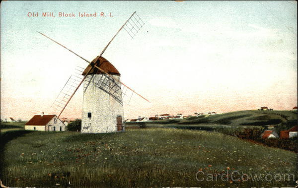 Old Mill Block Island, RI Postcard