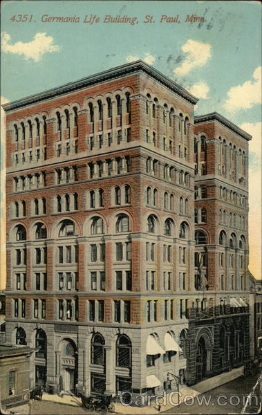 Street View of Germania Life Building St. Paul, MN Postcard