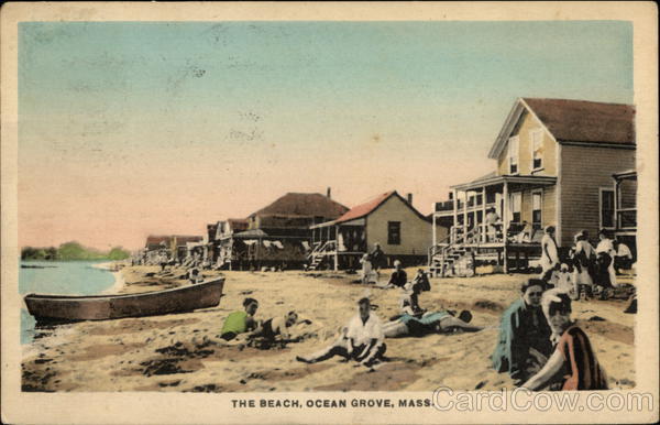 The Beach Ocean Grove, MA Postcard