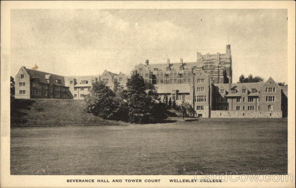 Wellesley College - Severance Hall and Tower Court Massachusetts Postcard