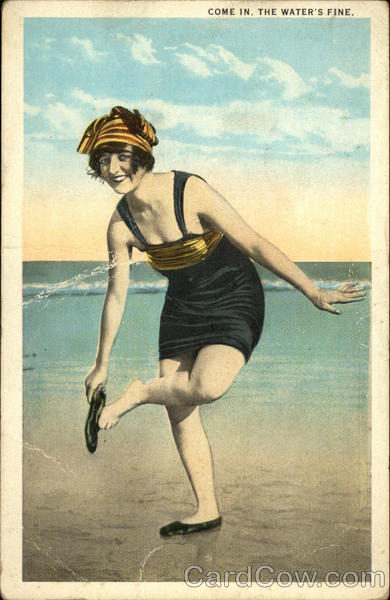 Come In The Waters Fine Swimsuits And Pinup Postcard