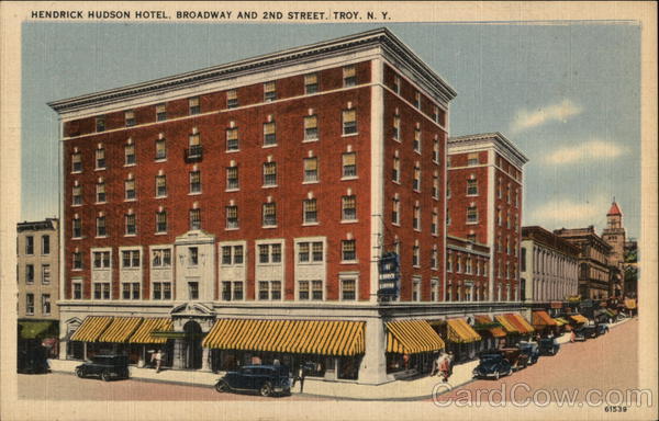 Hendrick Hudson Hotel - Broadway and 2nd Street Troy, NY Postcard