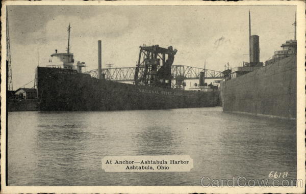 At Anchor - Ashtabula Harbor Ohio Postcard