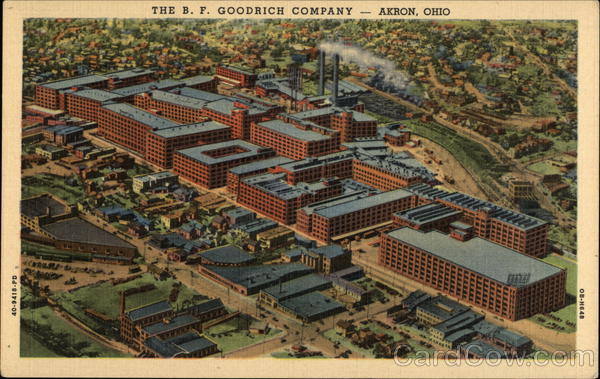 Aerial View of BF Goodrich Company Akron, OH Postcard