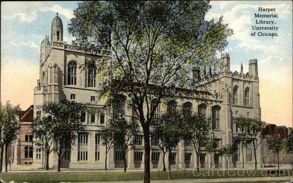 University of Chicago - Harper Memorial Library Illinois Postcard