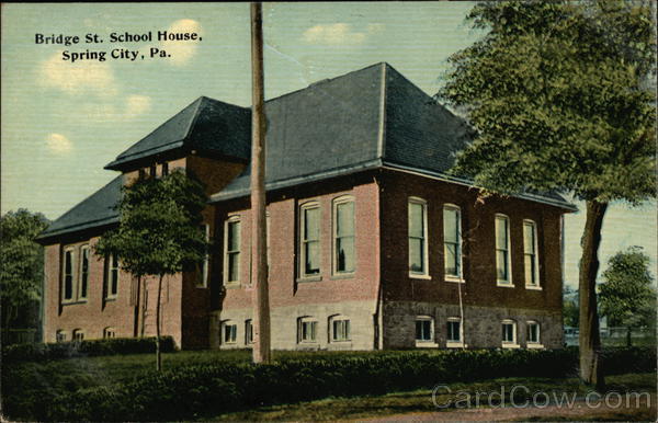 Bridge Street School House Spring City, PA Postcard