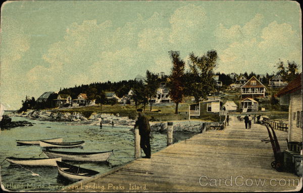 Evergreen Landing, Peaks Island Portland, ME Postcard