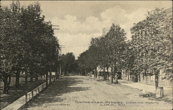 Rochester Street Looking North Lima, NY Postcard