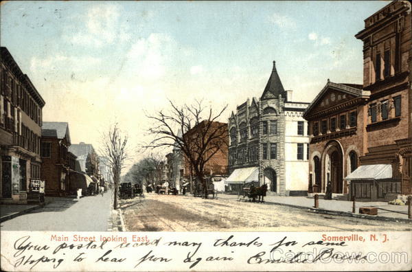 Main Street Looking East Somerville, NJ Postcard