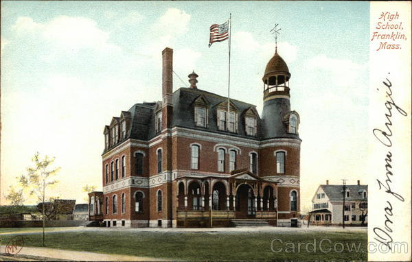 High School Franklin, MA Postcard