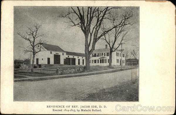 Residence of Rev. Jacob Ide, D.D. Medway, MA Postcard