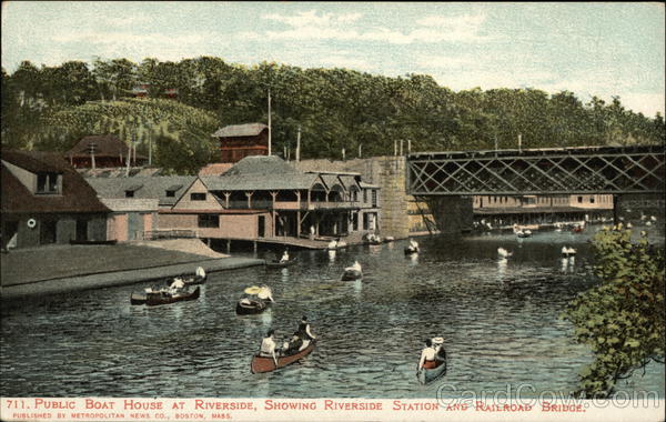 Public Boat House at Riverside Boston, MA Postcard
