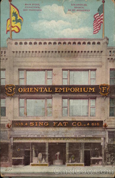 Oriental Emporium, Sing Fat Co. Los Angeles, CA Postcard