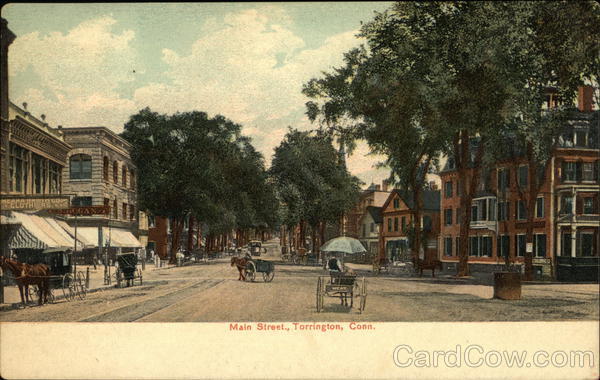 Main Street View Torrington, CT Postcard