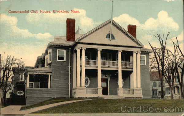 Street View Of Commercial Club House Brockton Ma Postcard