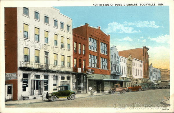 North Side of Public Square Boonville, IN Postcard