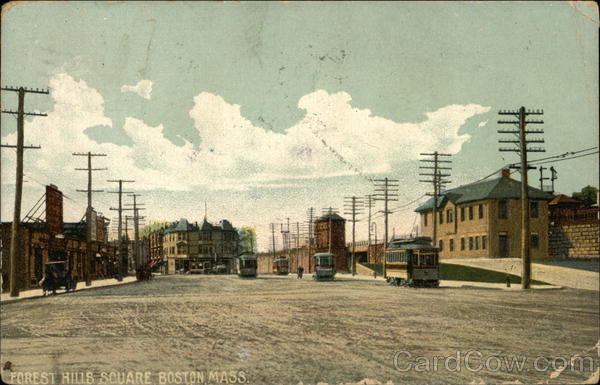 Forest Hills Square Boston, MA Postcard